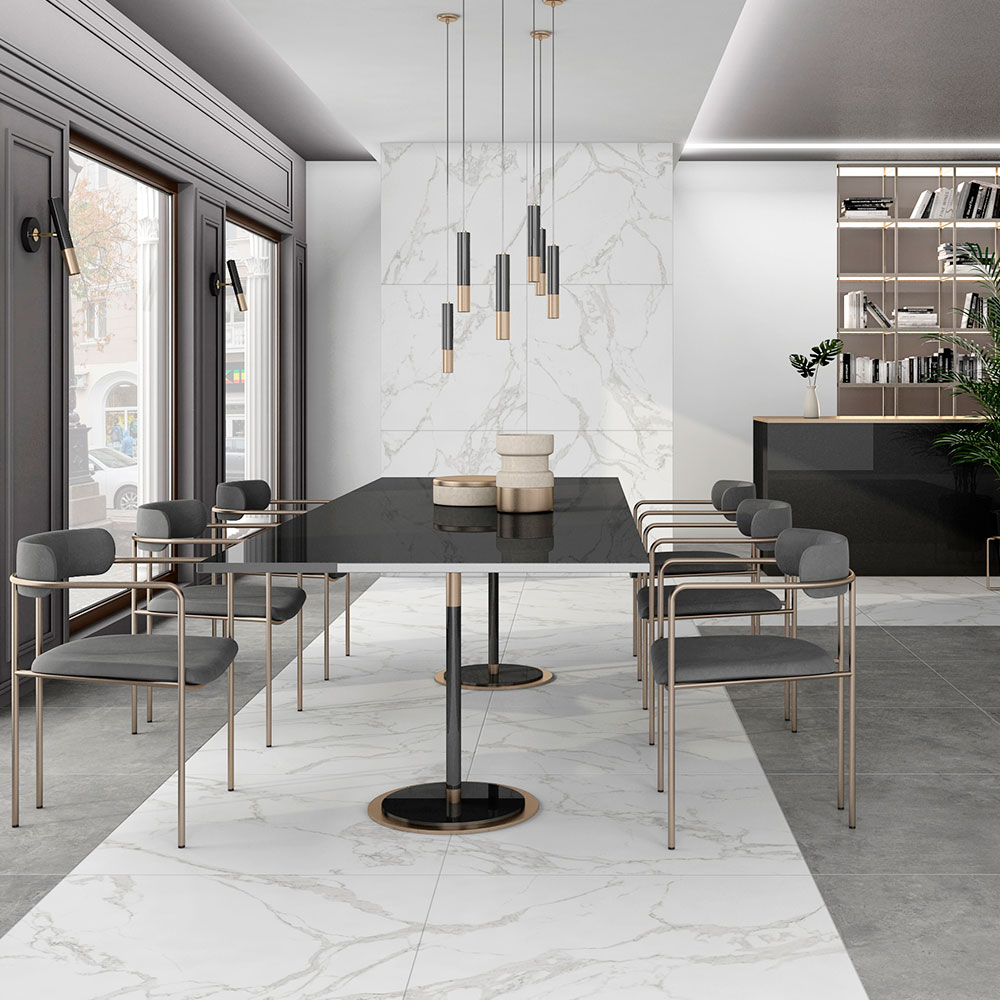 Marmor Klinker Calacatta Lux Vit Matt 90x90 cm | Hill Ceramic®