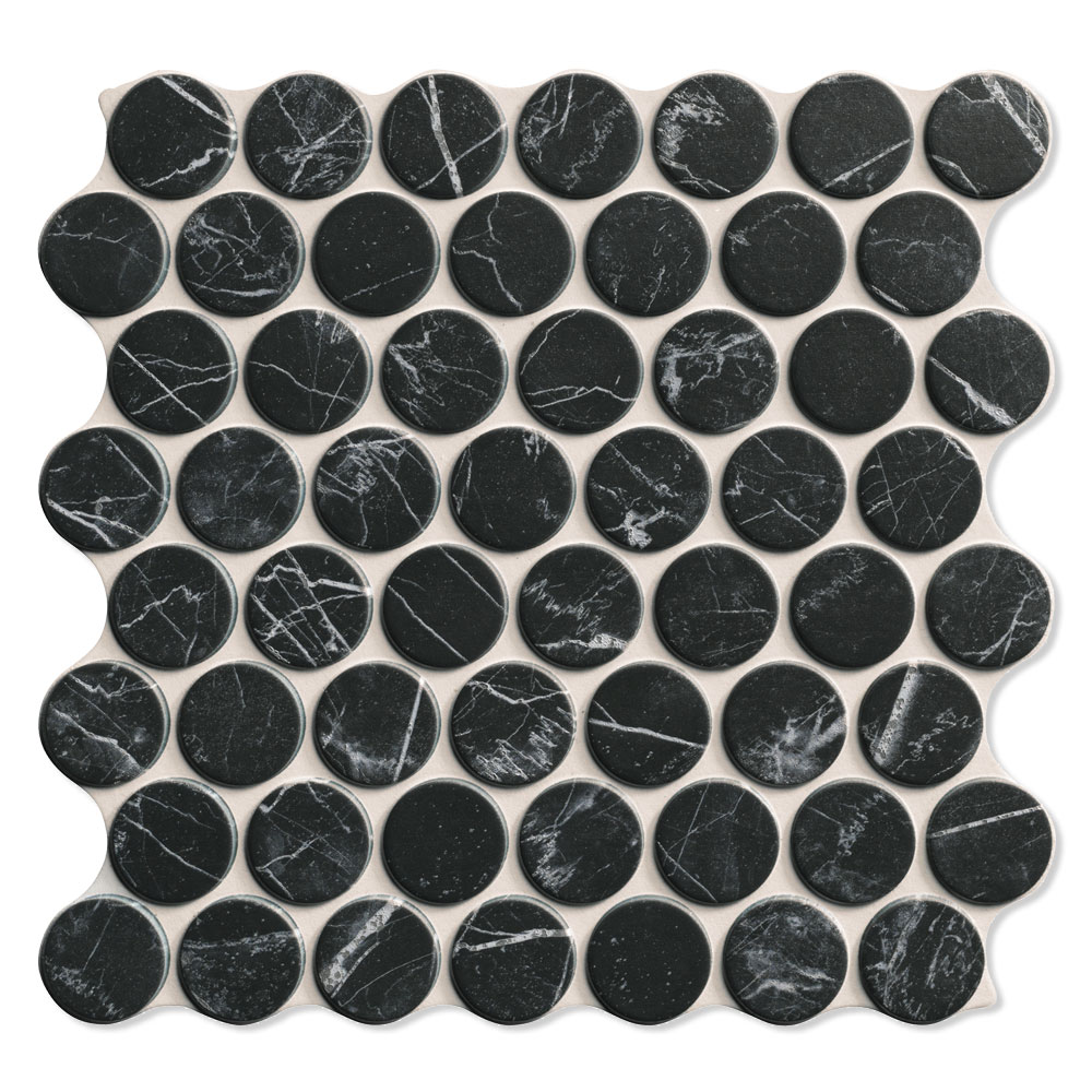 Klinker Circle Svart Marquina Matt 31x31 cm | Hill Ceramic®