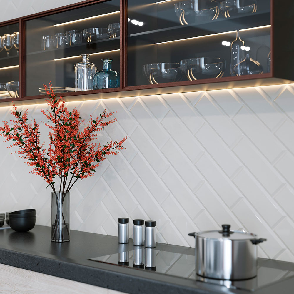 Premium Biselado Fasad Vit 10x30 cm | Hill Ceramic®