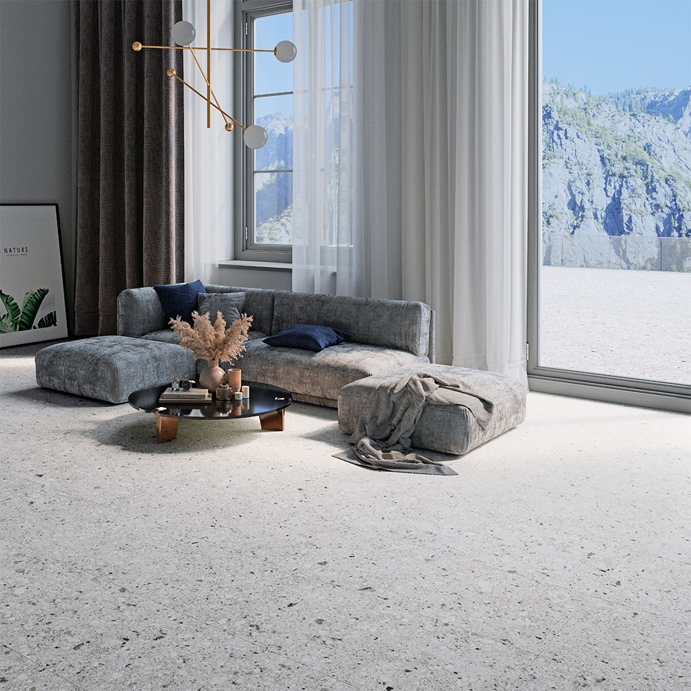 Utomhus Klinker Terrazzo Italia Vit Matt 61x61 cm Tjocklek 20 mm