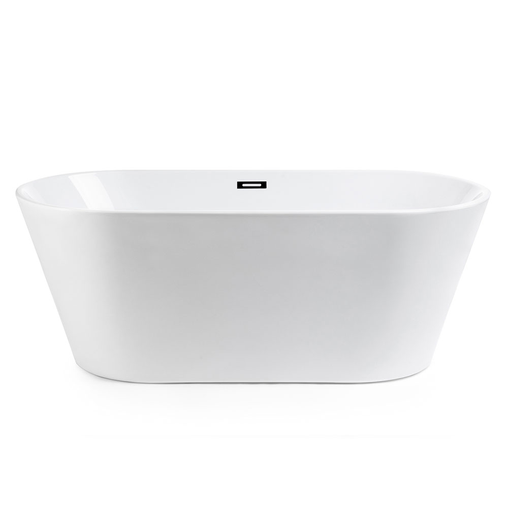 Badkar Luna Vit Blank 170x75 cm med Svart Bräddavlopp | Hill Ceramic®