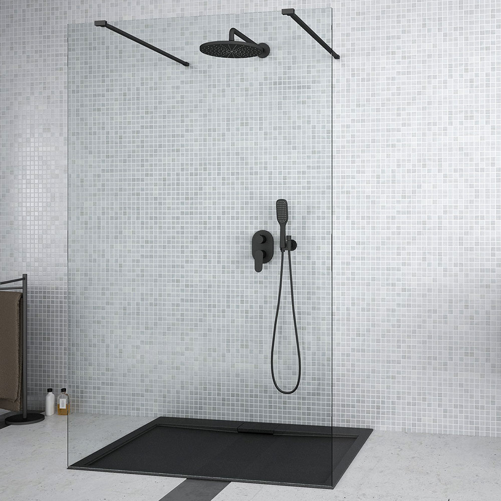 Dubbel Duschvägg Tännfors Svart 8 mm 120x195 cm | Hill Ceramic®