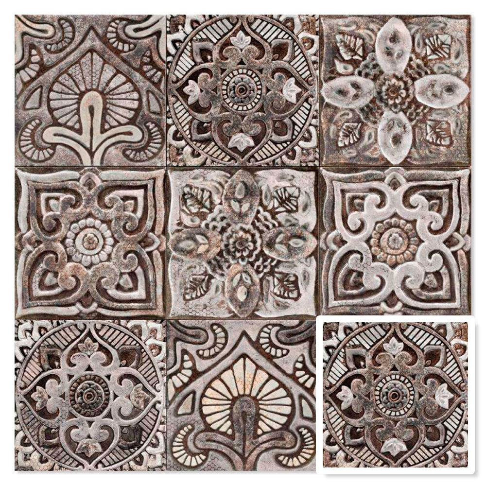 Mainzu Kakel Mandala Centro Mystikos Satin 20x20 cm | Hill Ceramic®