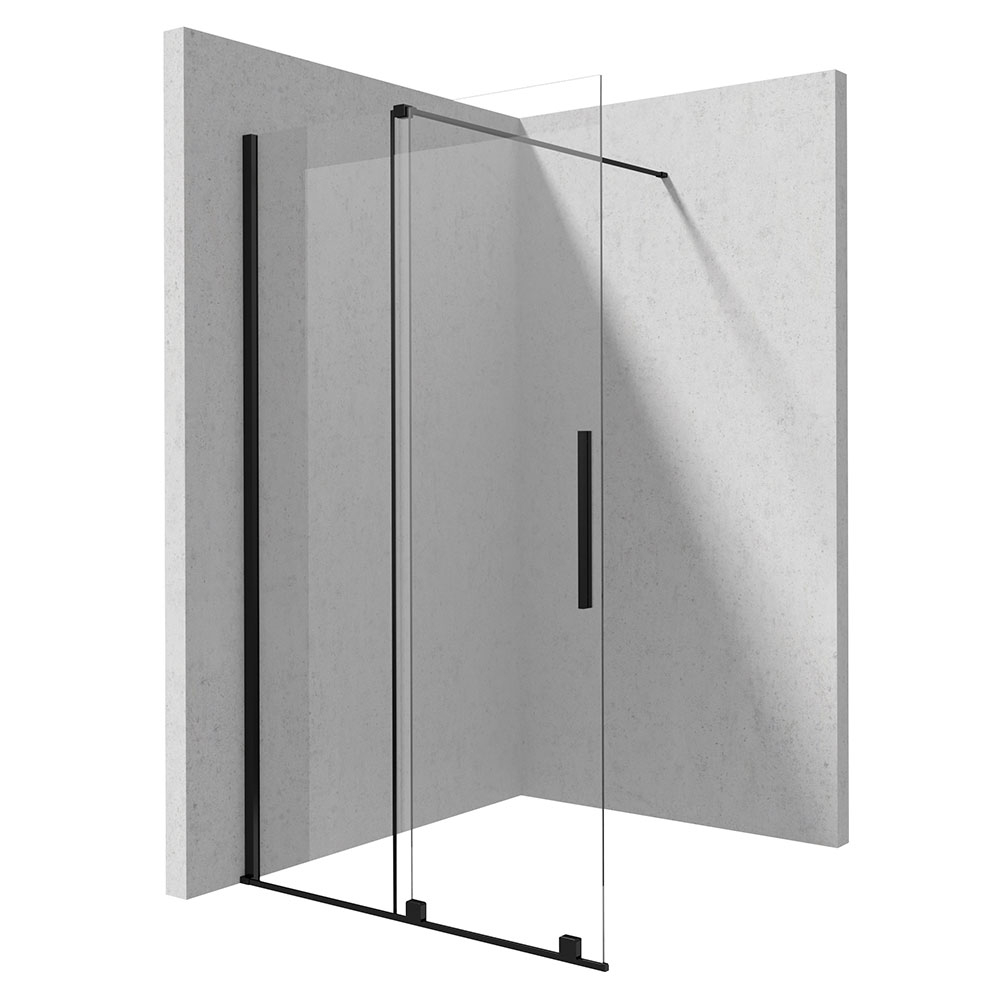 Duschvägg Prizma Svart Matt 6 mm 120x195 cm Skjutdörr | Hill Ceramic®