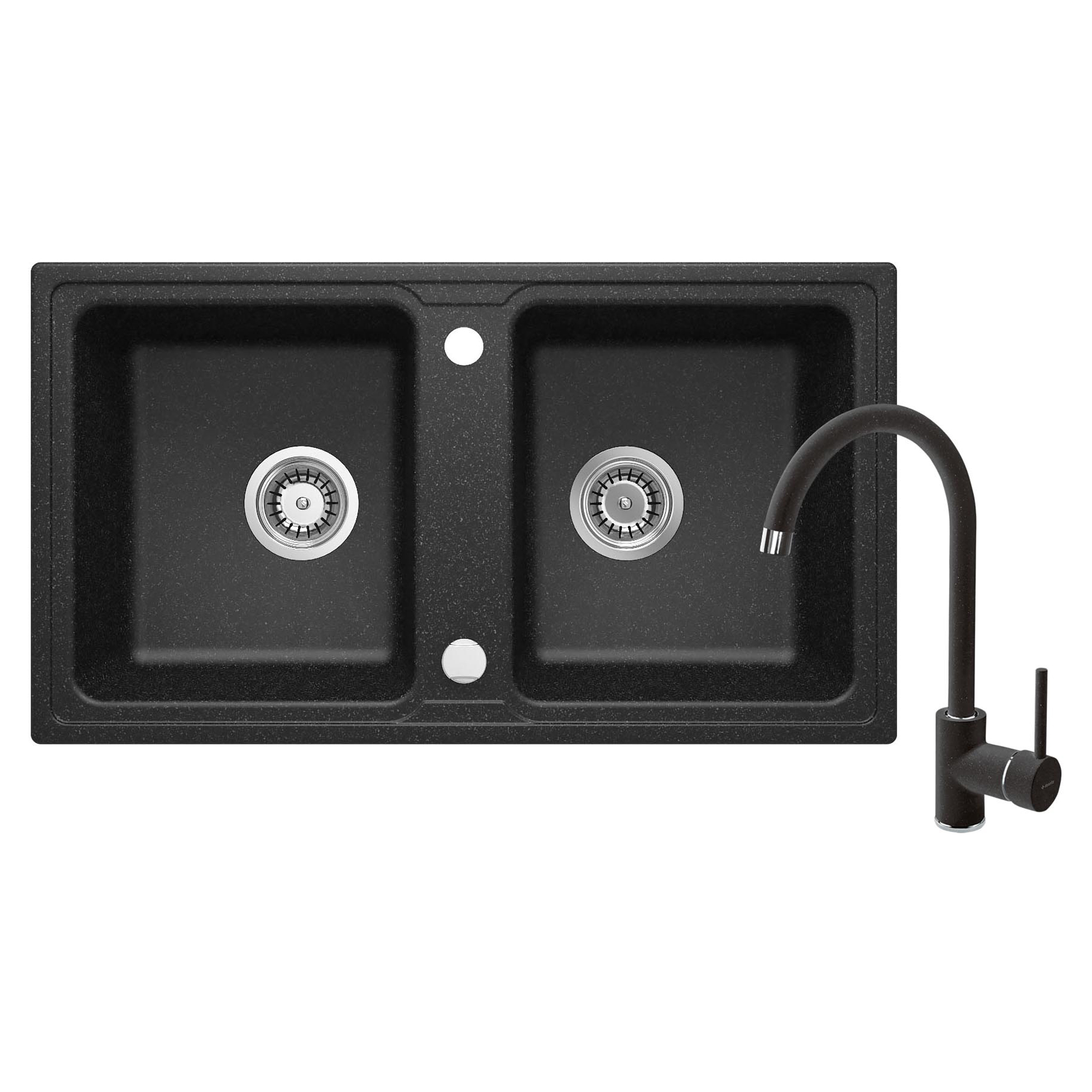 Granit Diskho Zorba Grafit Matt 78x44 cm med Blandare & Vattenlås