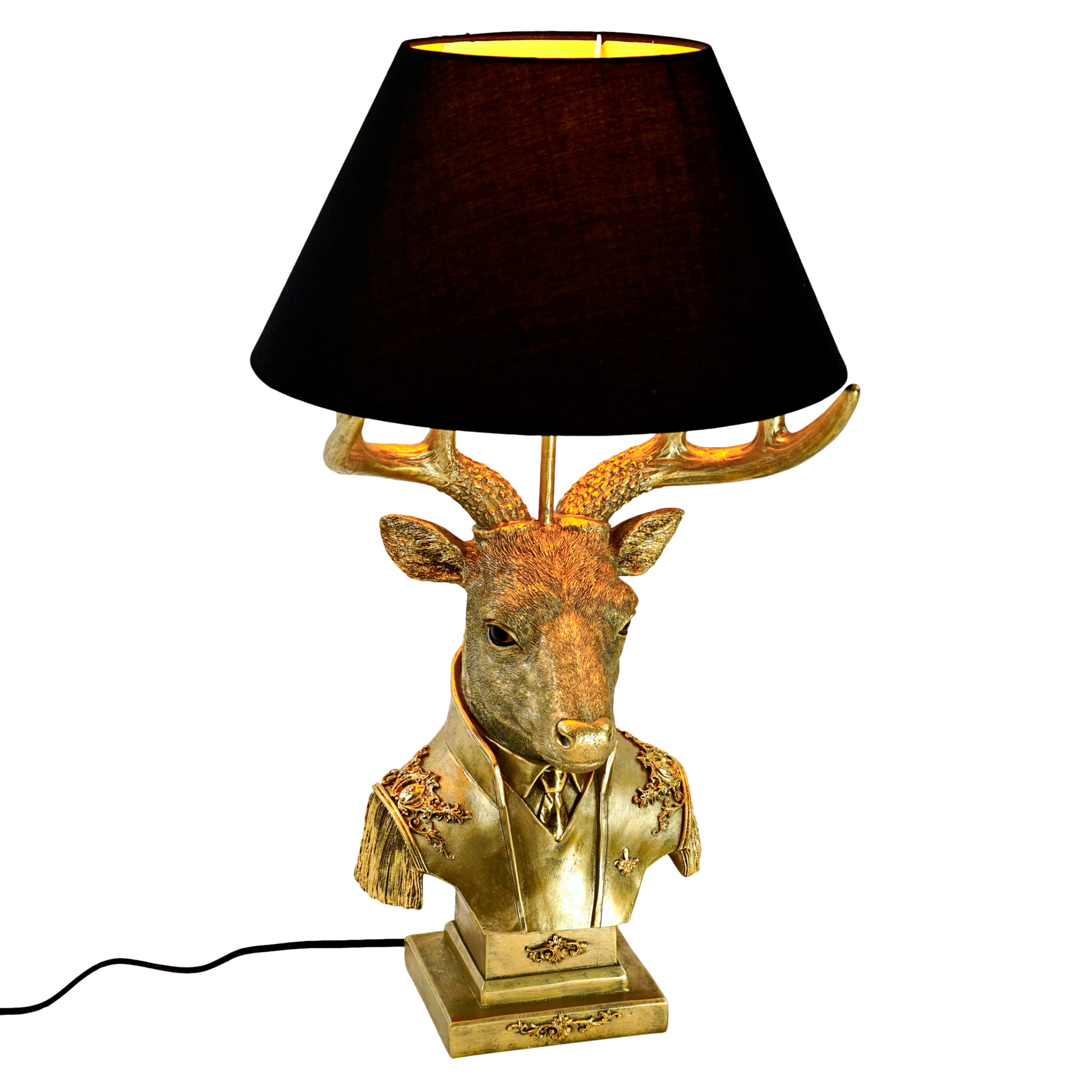 Werner Voss Bordslampa Hjort Guld, Svart Blank | Hill Ceramic®