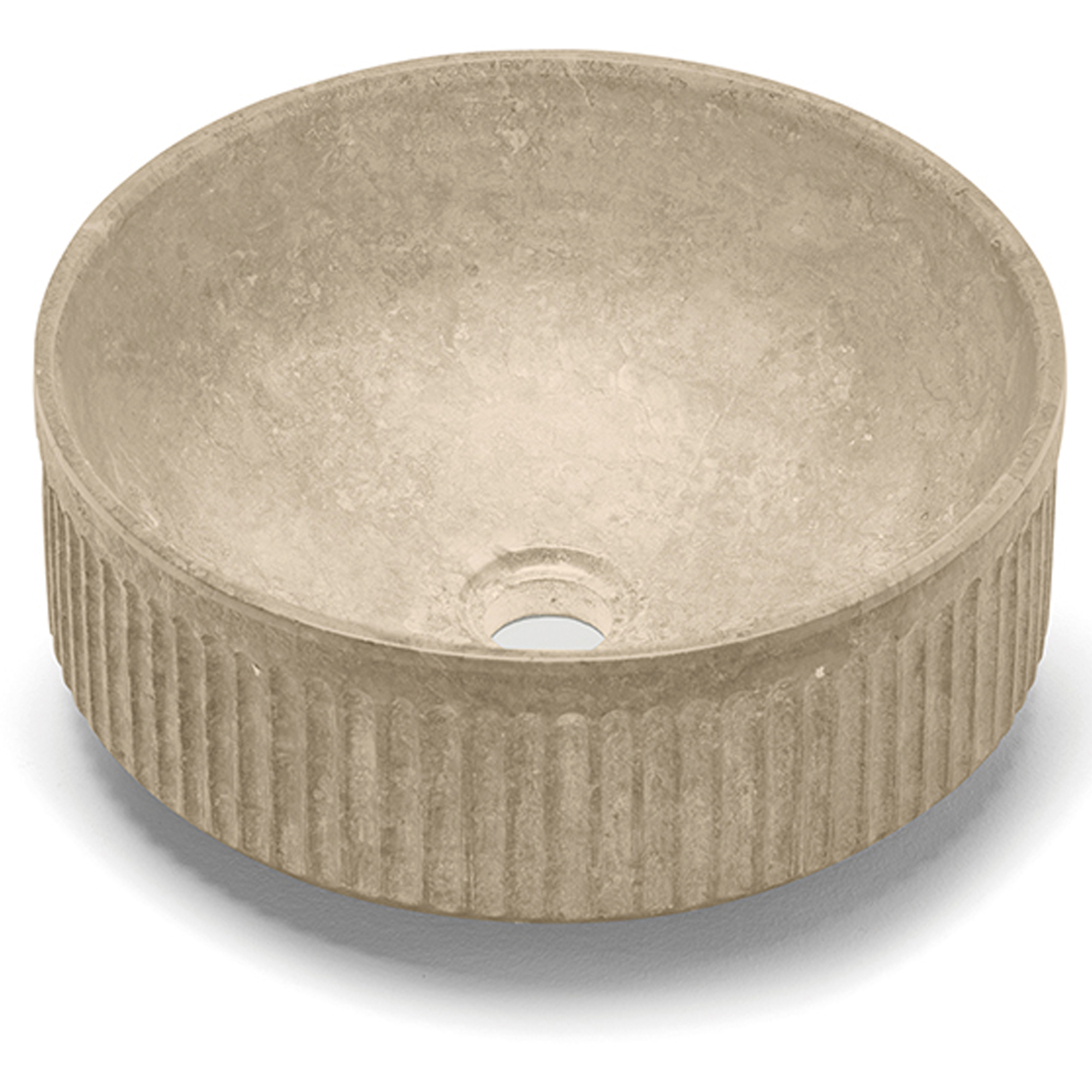 Bathco Tvättställ Stone Striae Rund Beige 38 cm | Hill Ceramic®