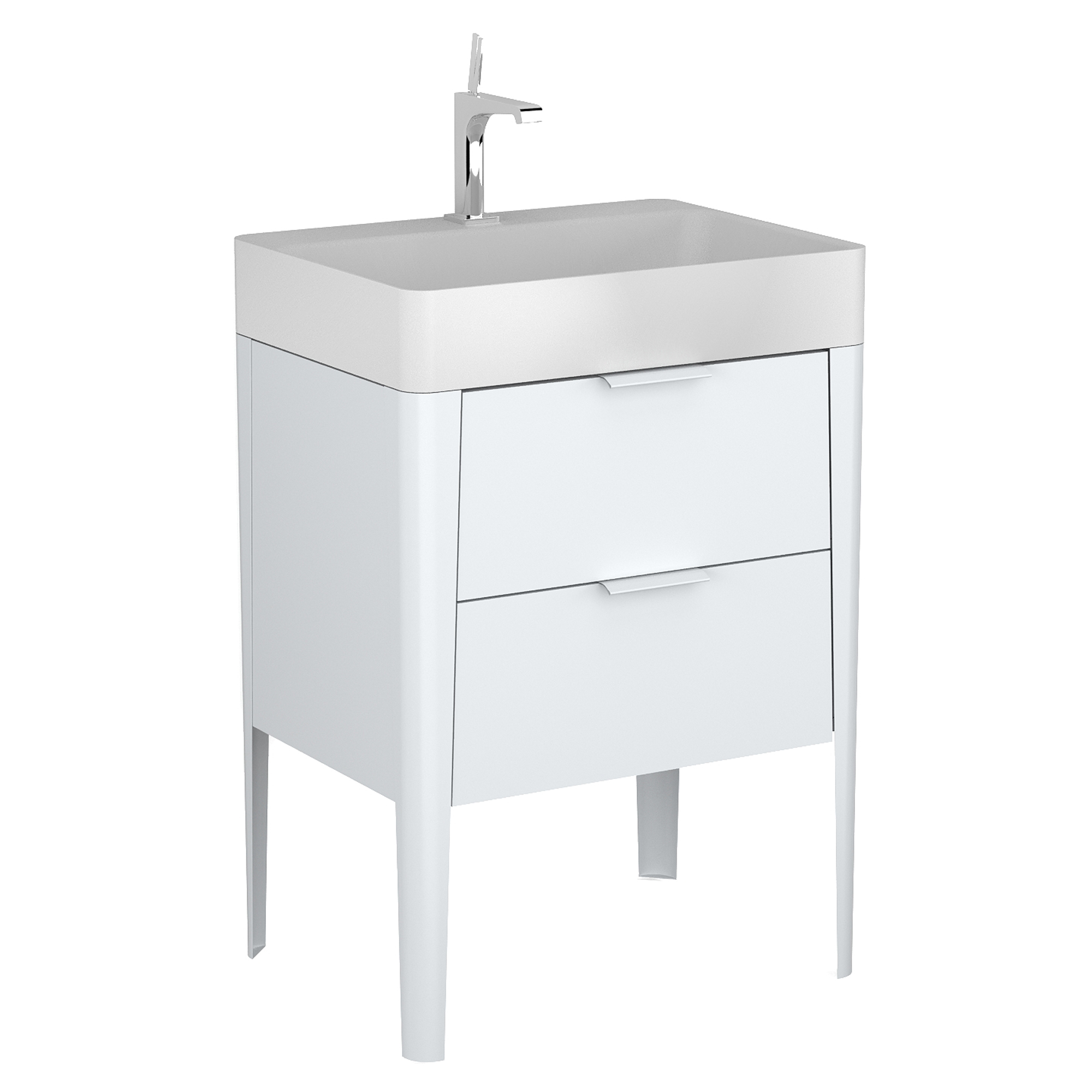 Tvättställsskåp Mood Vit Matt 60 cm med Handfat Vit Matt