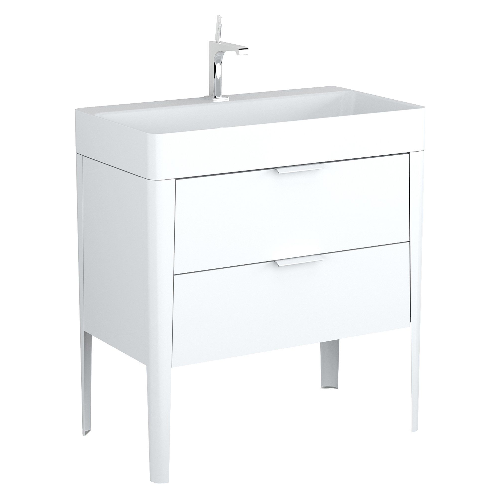 Tvättställsskåp Mood Vit Matt 80 cm med Handfat Vit Matt