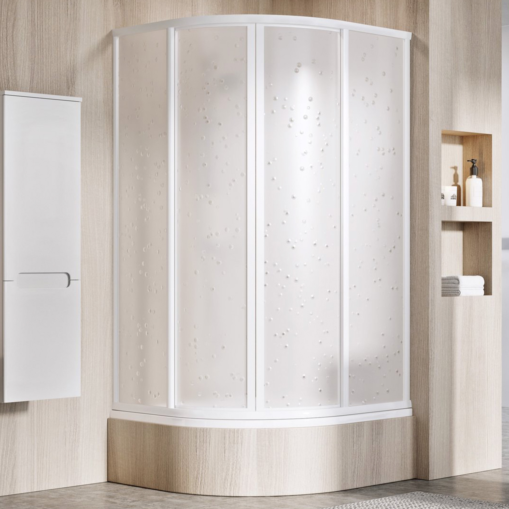 Ravak Duschhörn med Duschkar Supernova 80x80 cm Rund Vit Matt Pärla