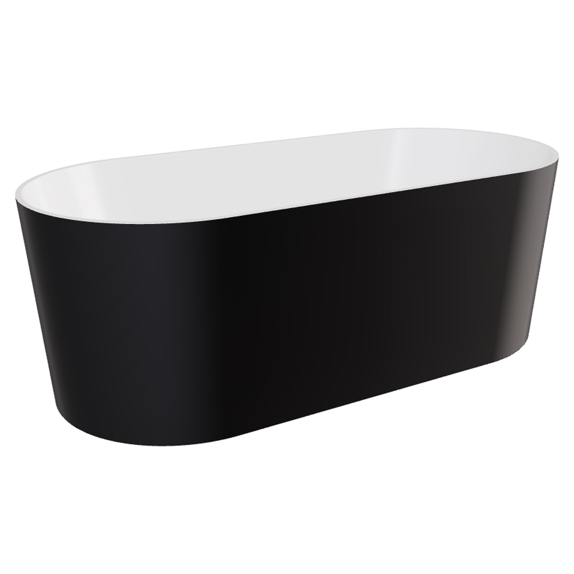 Badkar Linna Svart Matt 160 cm med Vit Pop-up Bottenventil