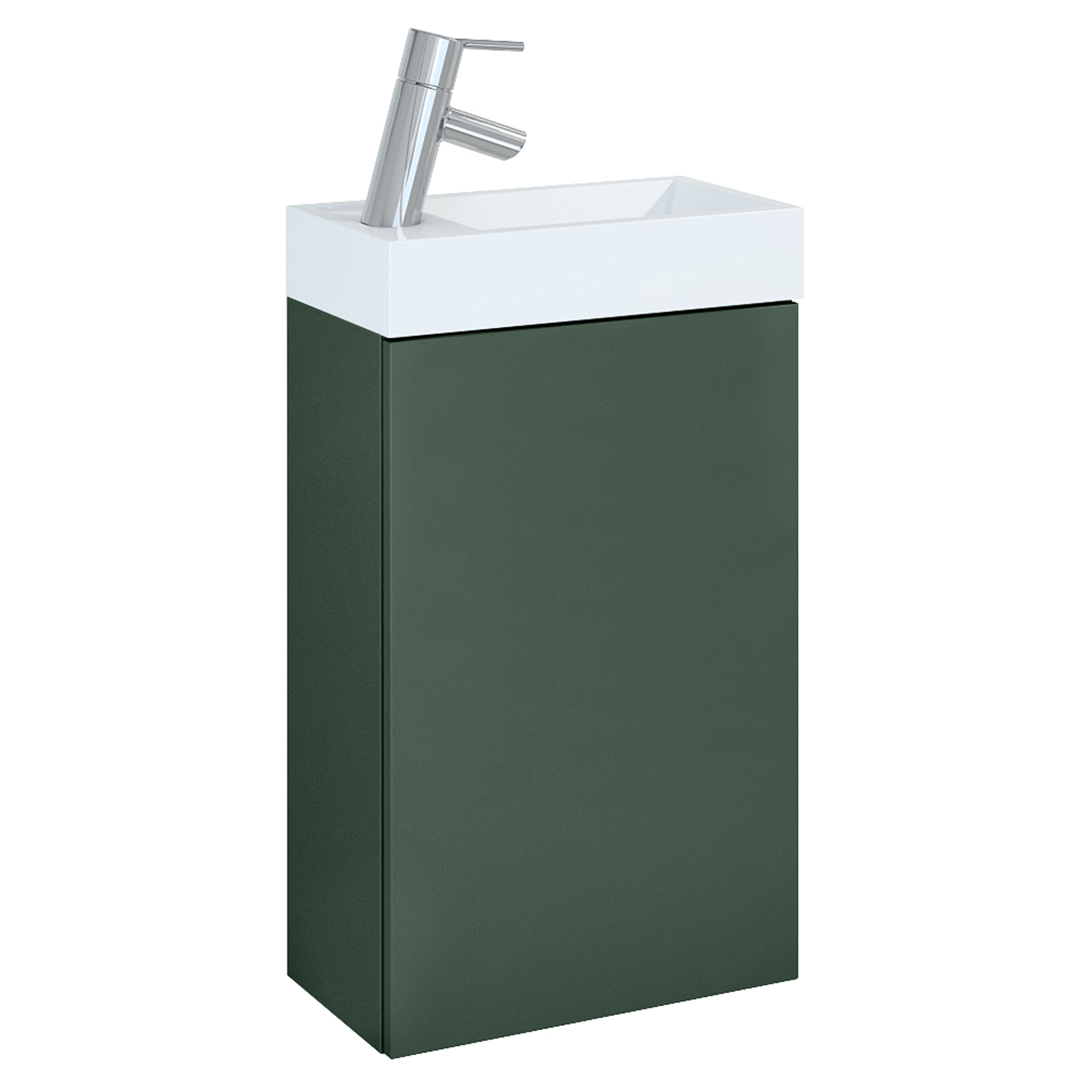 Tvättställsskåp Tiny Grön Matt 40 cm med Handfat Vit Blank