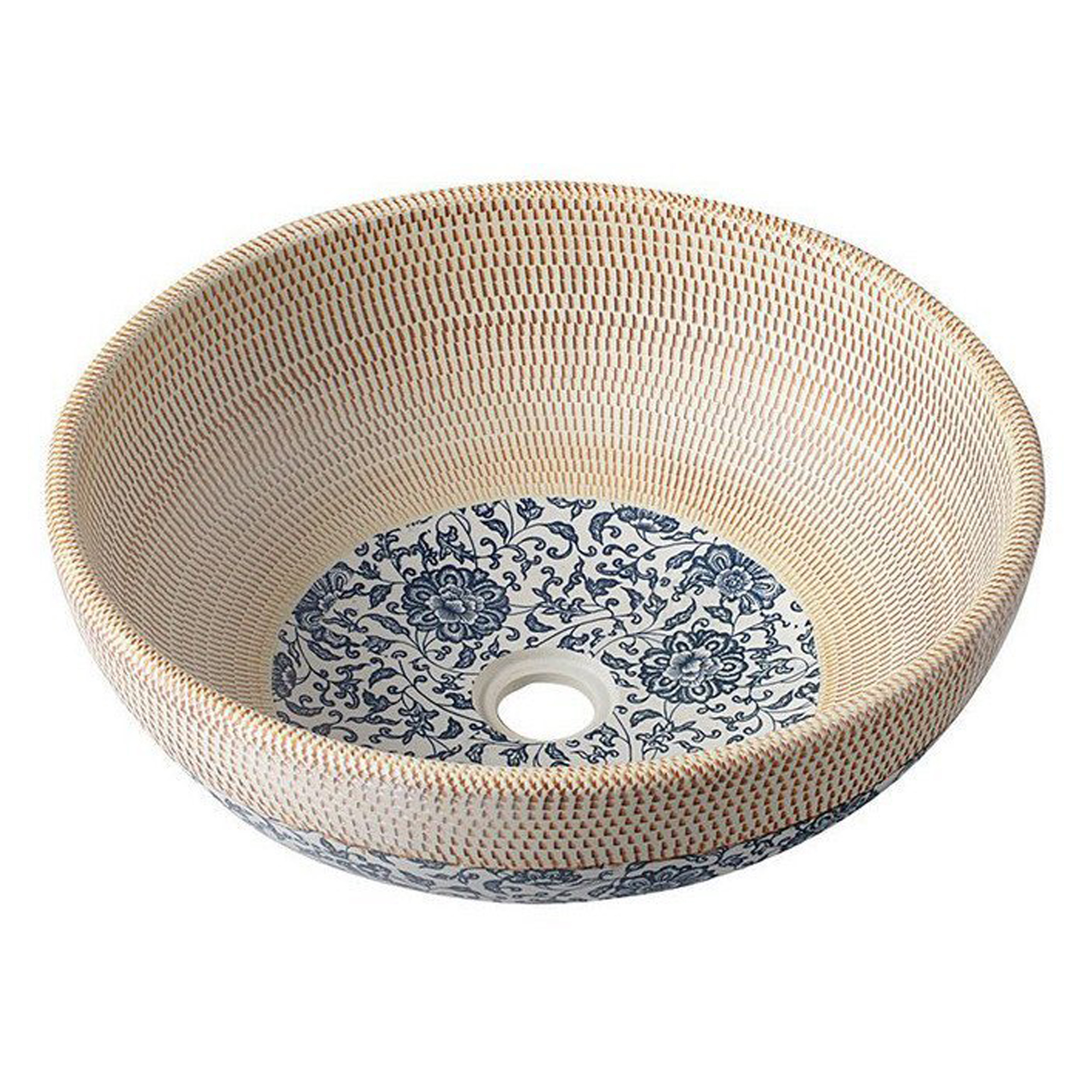 Tvättställ Miretta Beige med Blått Mönster Ø 41 cm | Hill Ceramic®