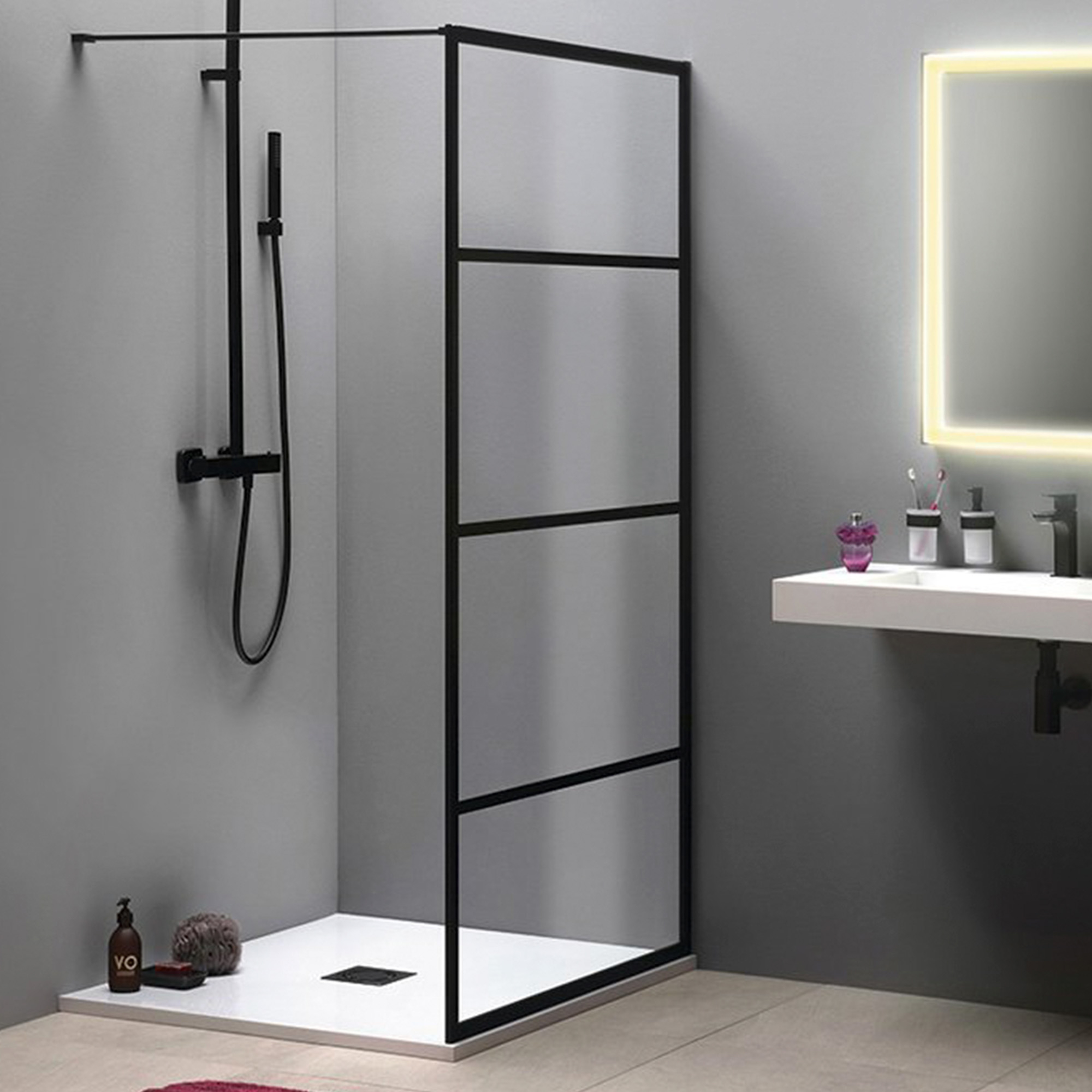 Duschvägg Rivelle Svart Matt 8 mm 90x200 cm | Hill Ceramic®