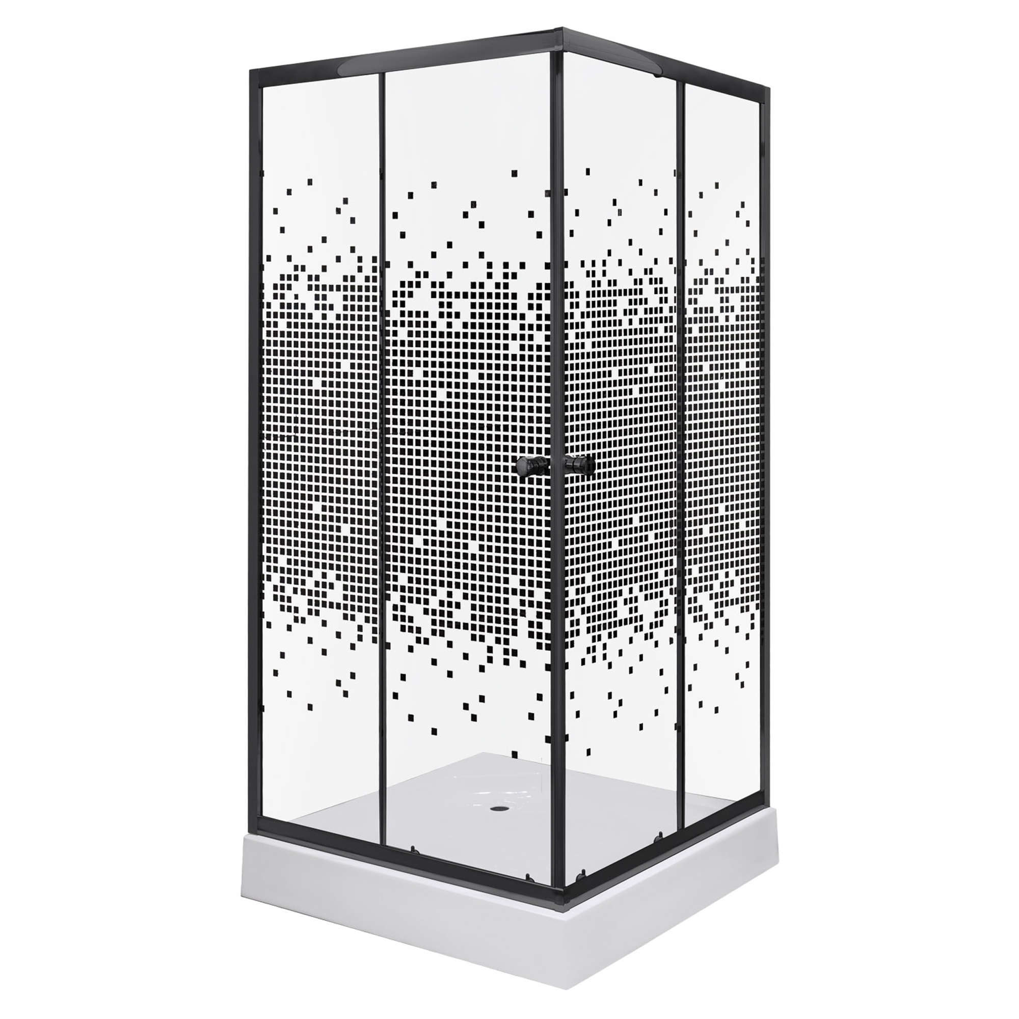 Duschhörn med Duschkar Clair 90x90 cm Kvadratisk Svart Matt