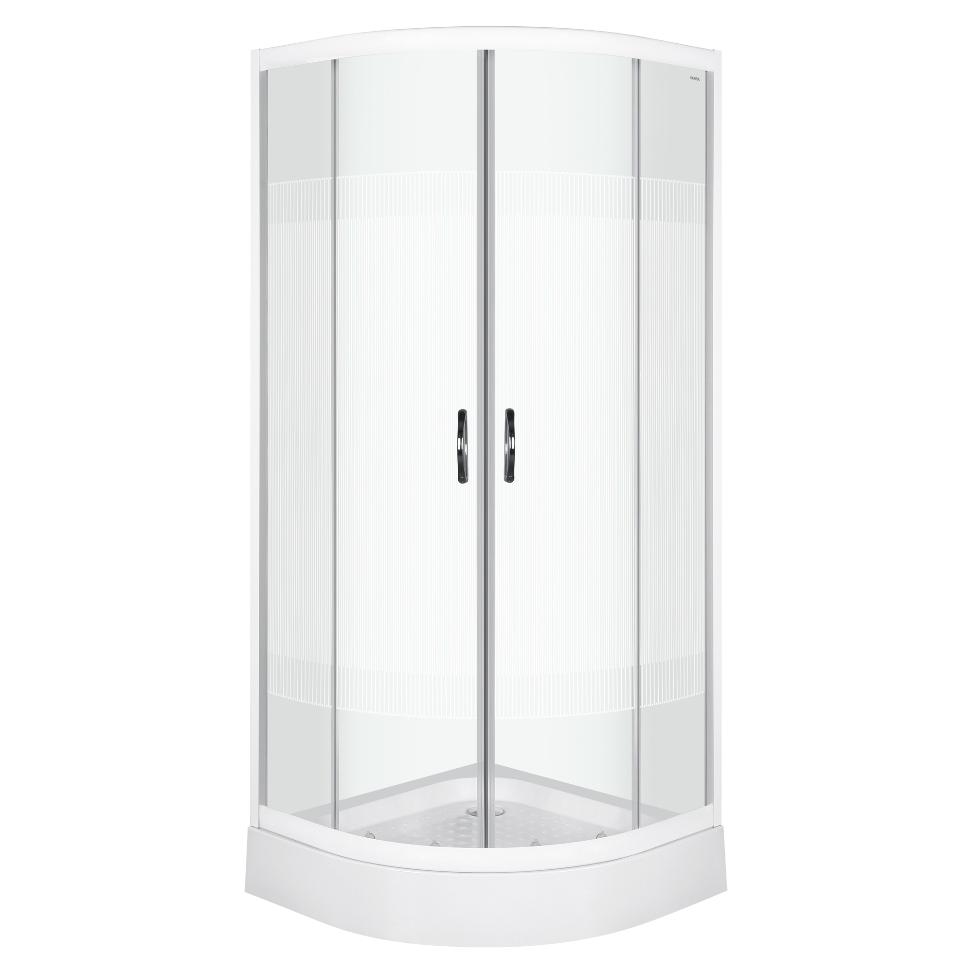 Duschhörn med Duschkar Miris 90x90 cm Rund Vit Mat med Dekor