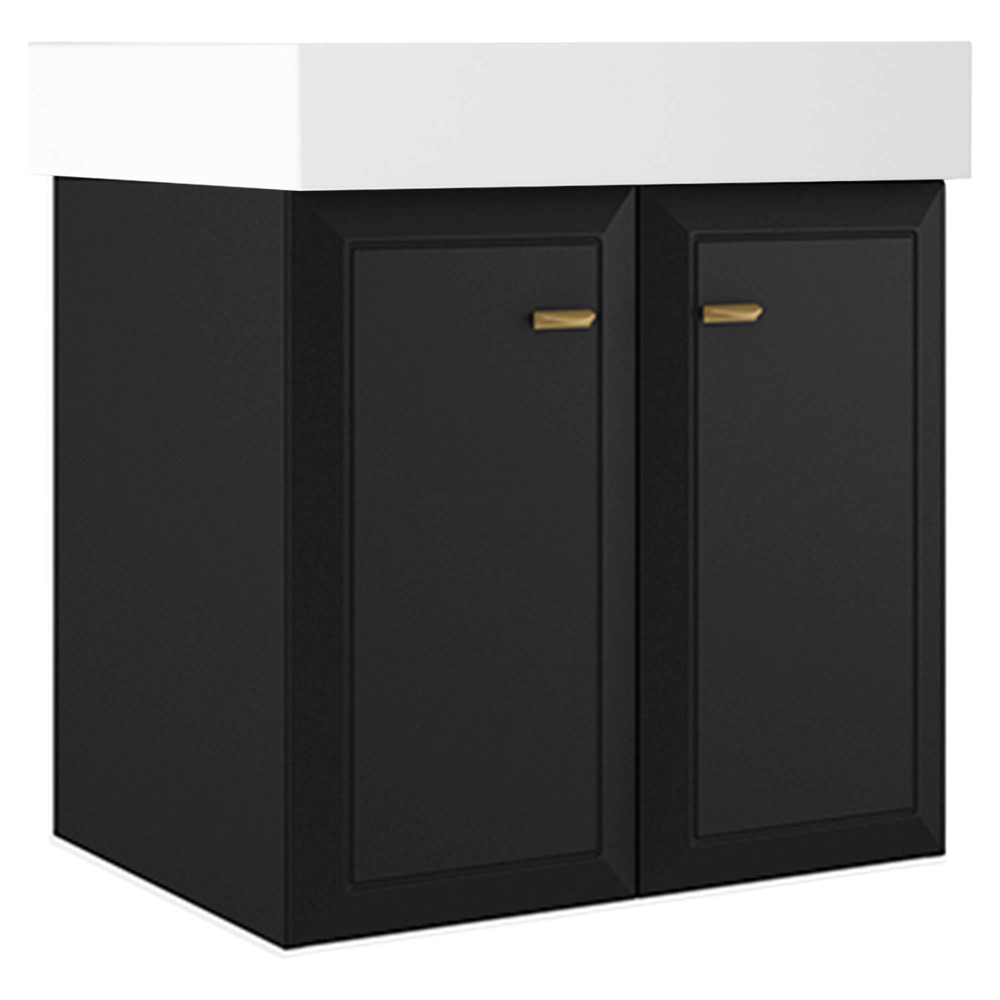 Tvättställsskåp Gold Tandem Svart Matt 60 cm med Två Dörrar & Butler ...
