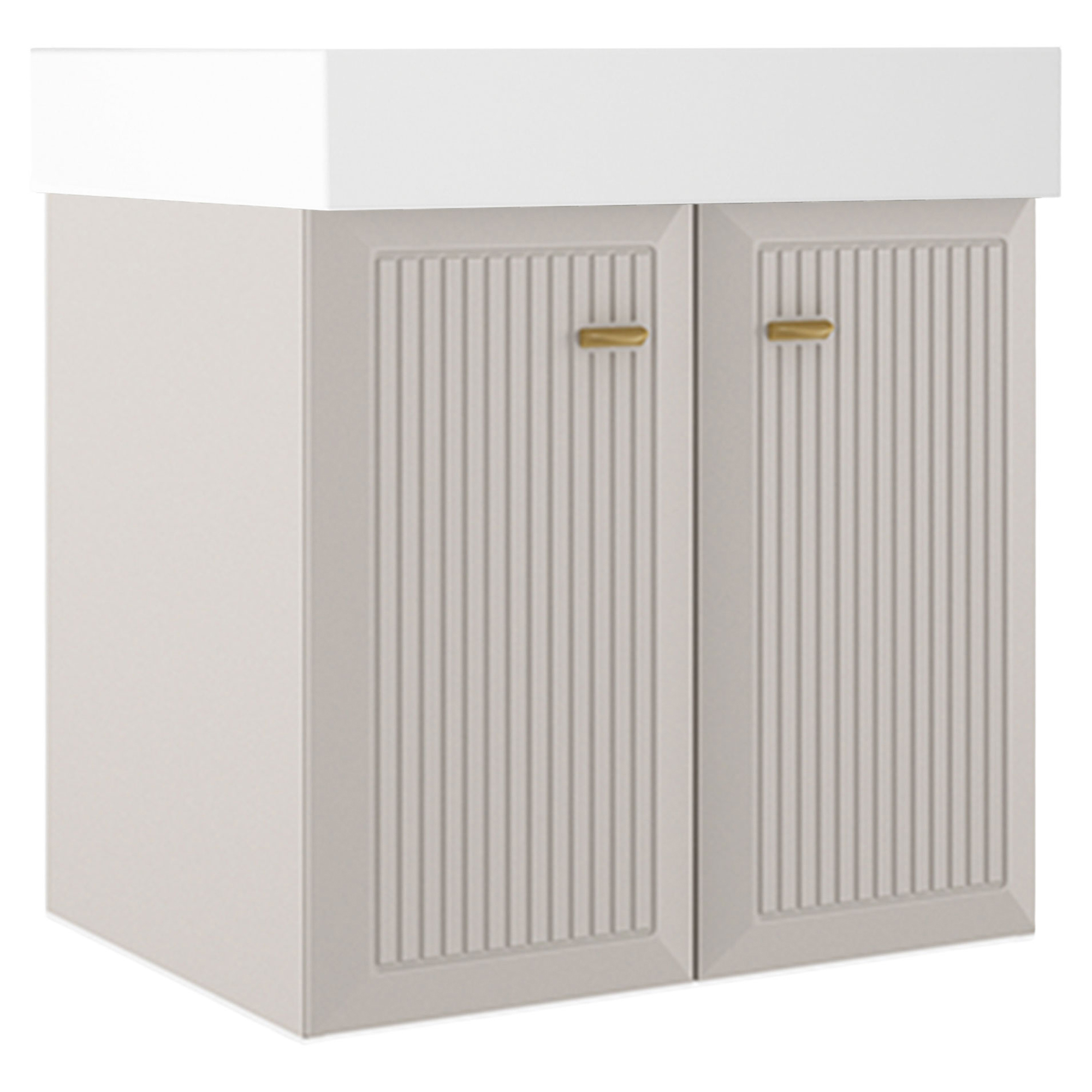 Tvättställsskåp Gold Tandem Beige-Randig Matt 60 cm med Två Dörrar ...