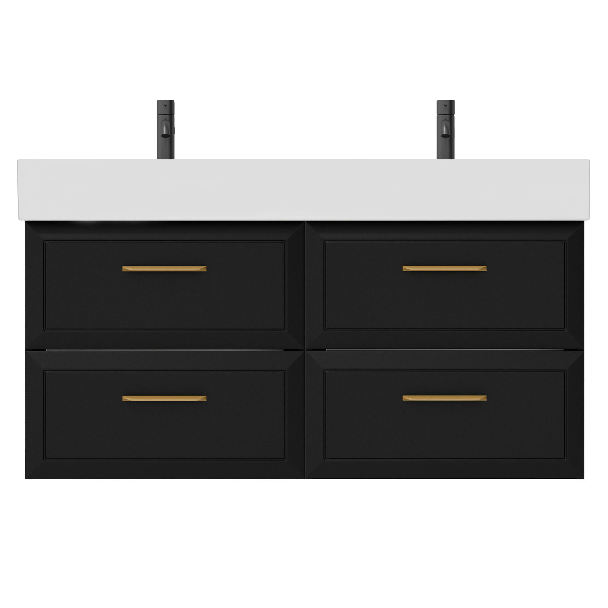 Dubbelt Tvättställsskåp Gold Tandem Svart 120 cm med Butler Handfat Vit ...