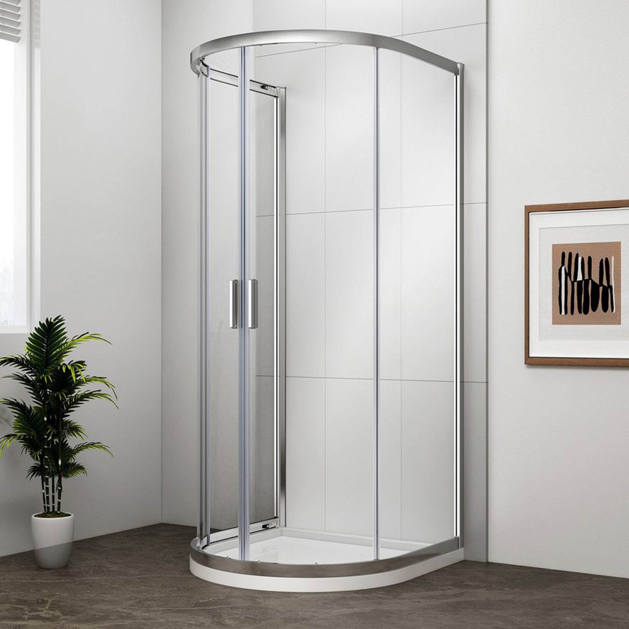 Duschkabin D-formad Fjordis 90x90 cm Krom Blank | Hill Ceramic®