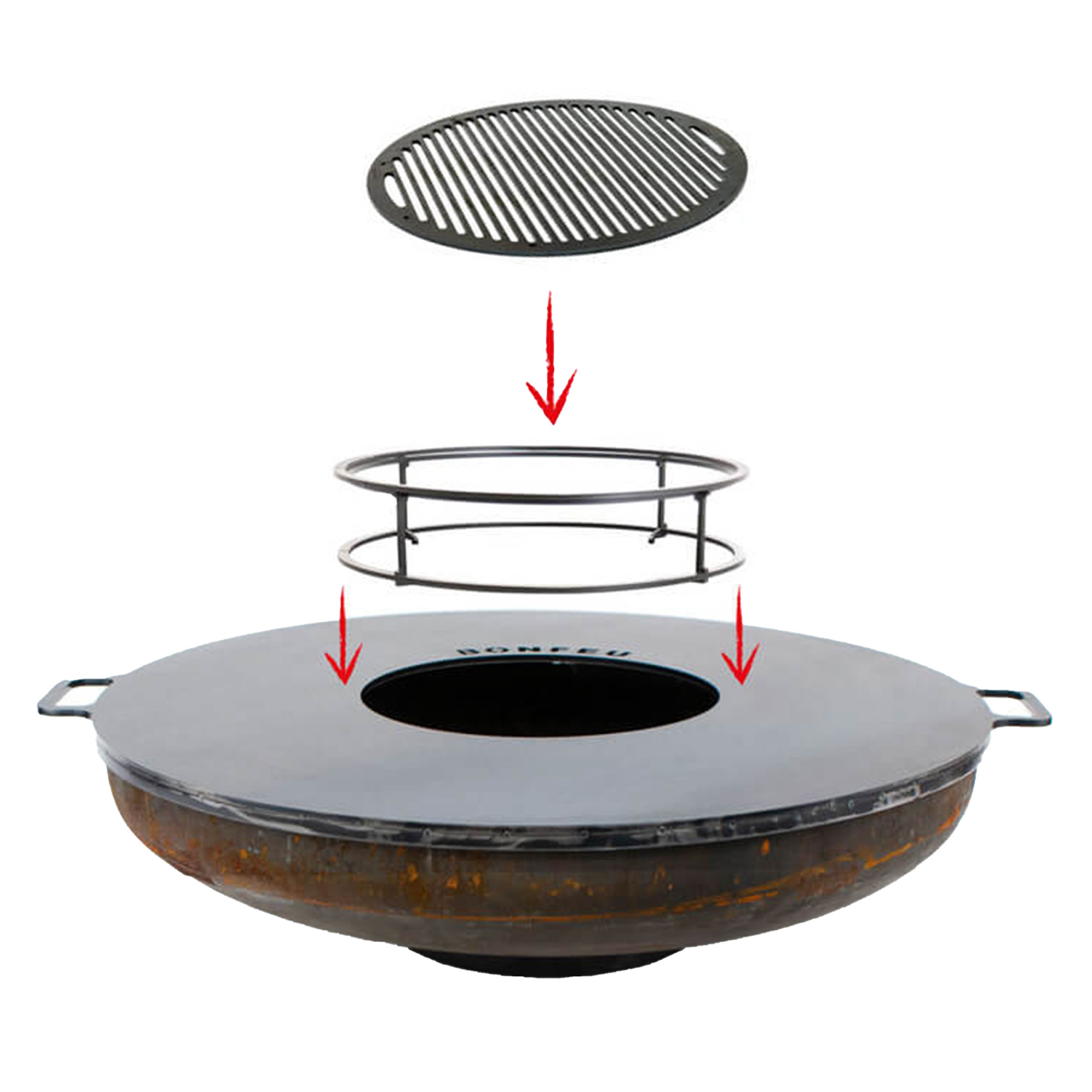 BonFeu Set med BonBowl Eldskål Cortenstål 100 cm, Plancha, Subbel ...