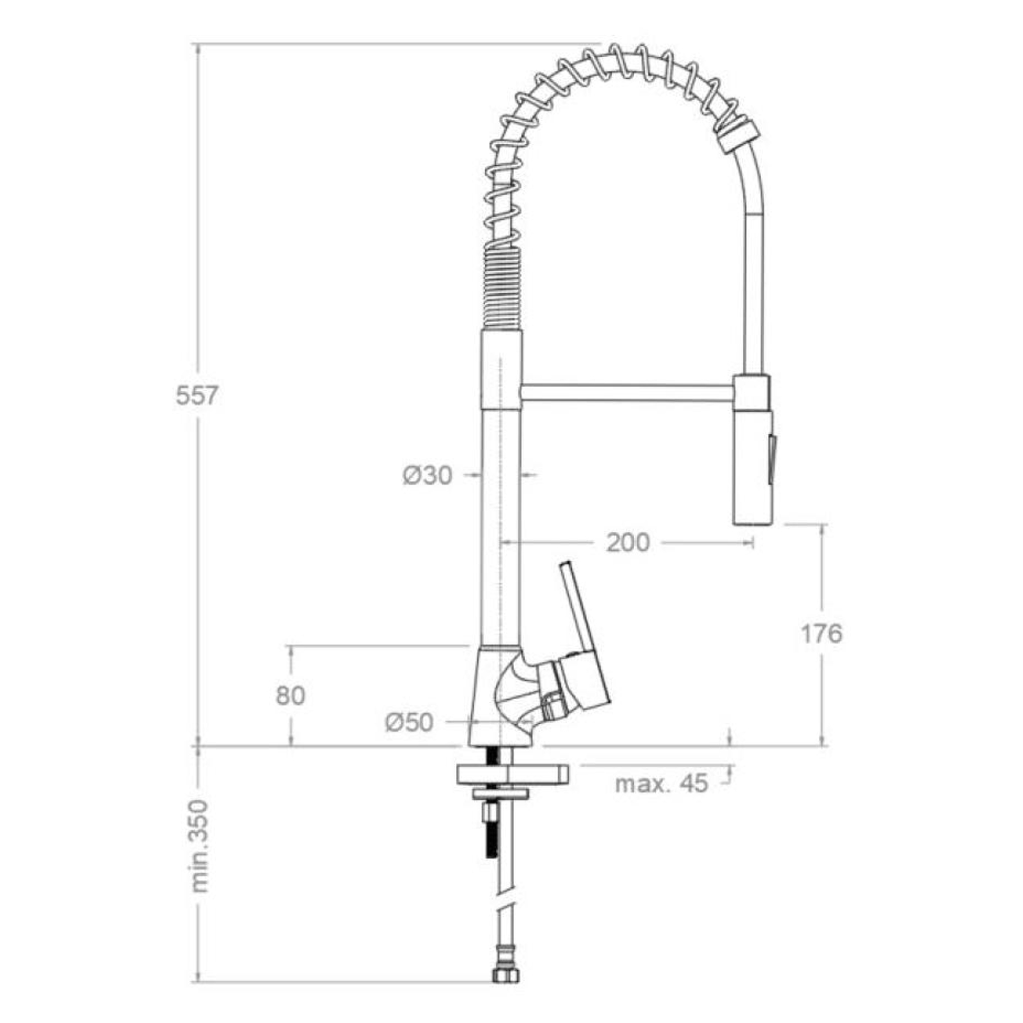 Köksblandare Kelvo Krom Blank med Utdragbar Slang 56 cm