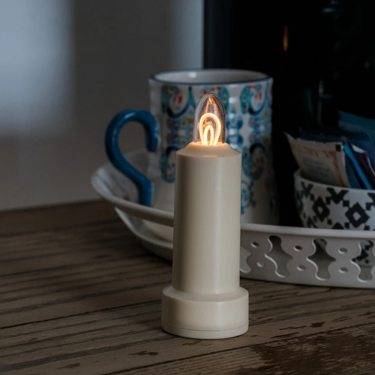 Barebones LED Ljus Candle Ljusgrå | Hill Ceramic®