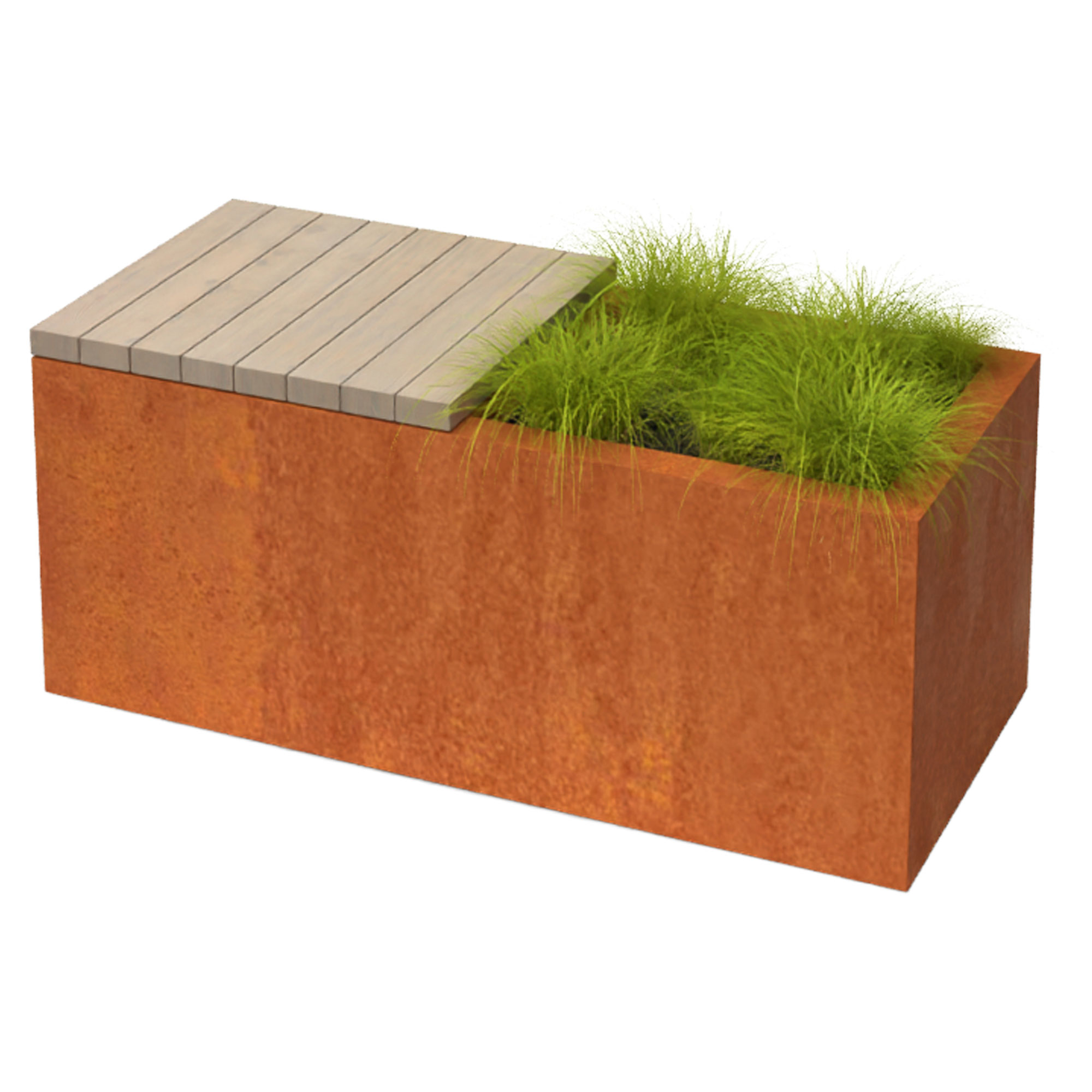 Odlingslåda med Sittbänk Florex Cortenstål 100 cm | Hill Ceramic®