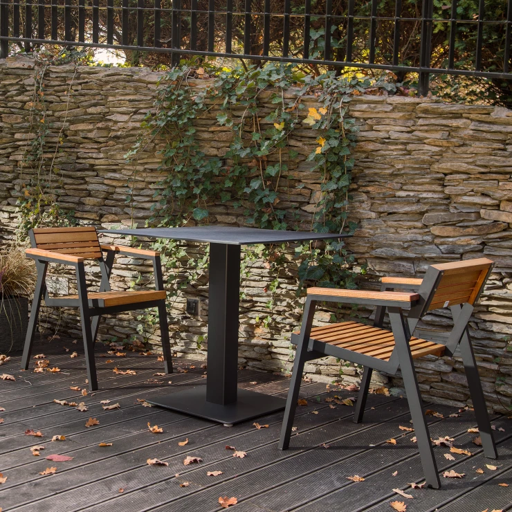 Trädgårset Rosavia med Bord 80 cm & 2 Stolar Trä, Svart