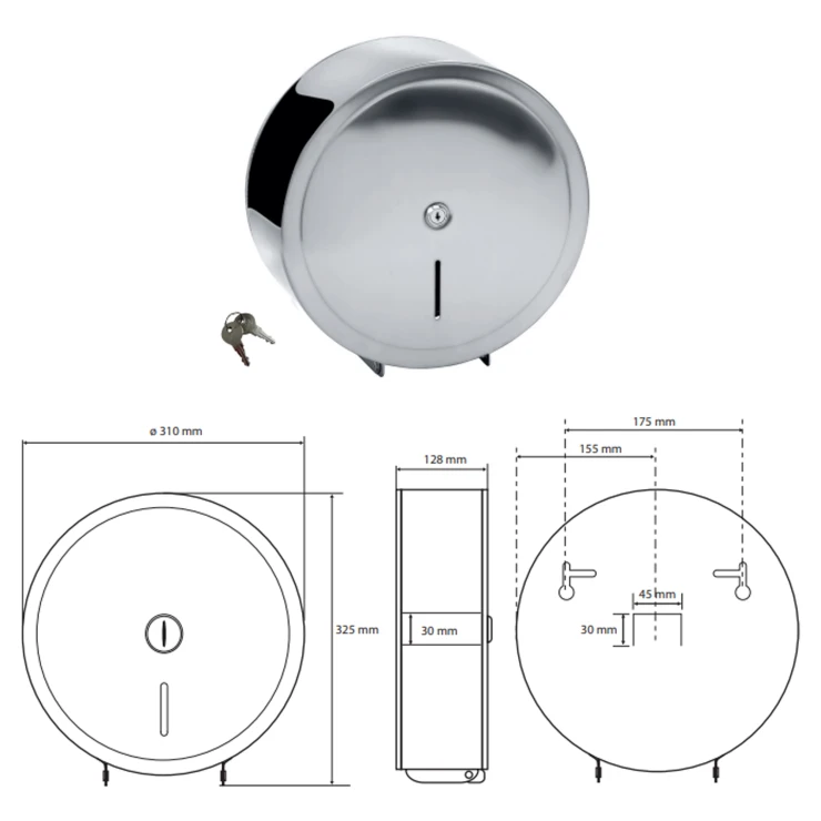 Toalettpappershållare Jumbo Krom Matt 31 cm | Hill Ceramic®