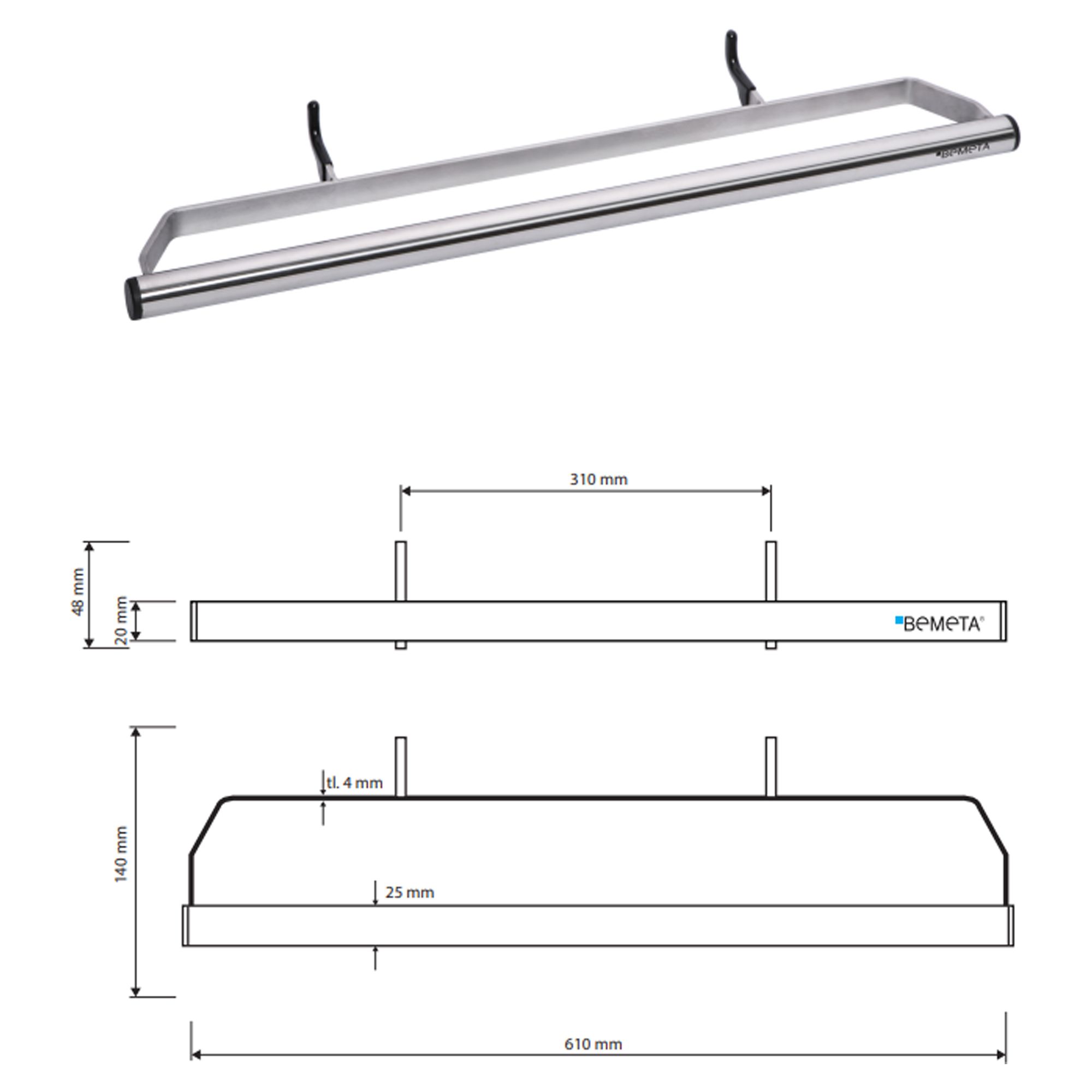 Handdukshållare för Radiator Sorelle Krom Matt 31 cm | Hill Ceramic®