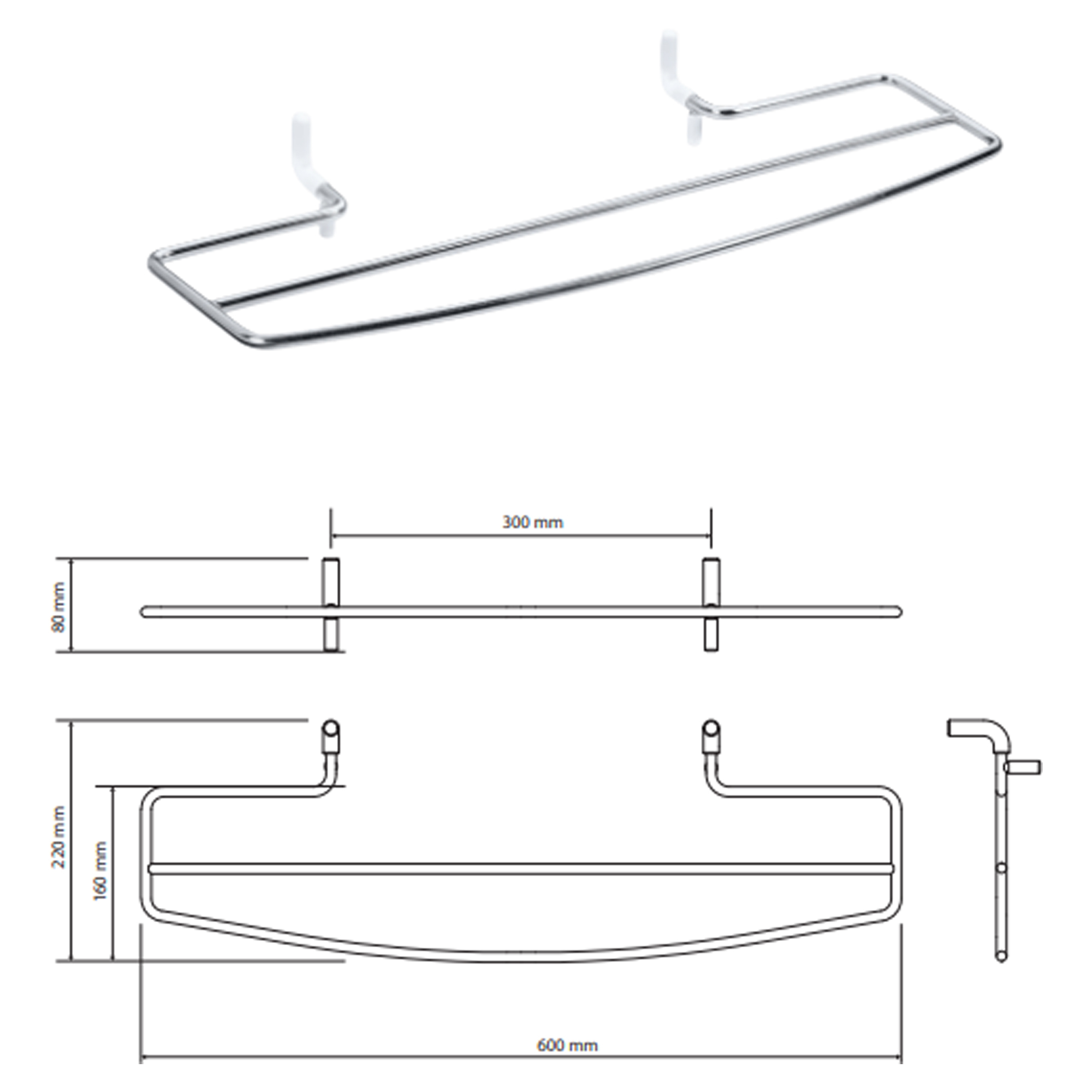 Handdukshållare för Radiator Sorelle Krom Blank 60 cm | Hill Ceramic®