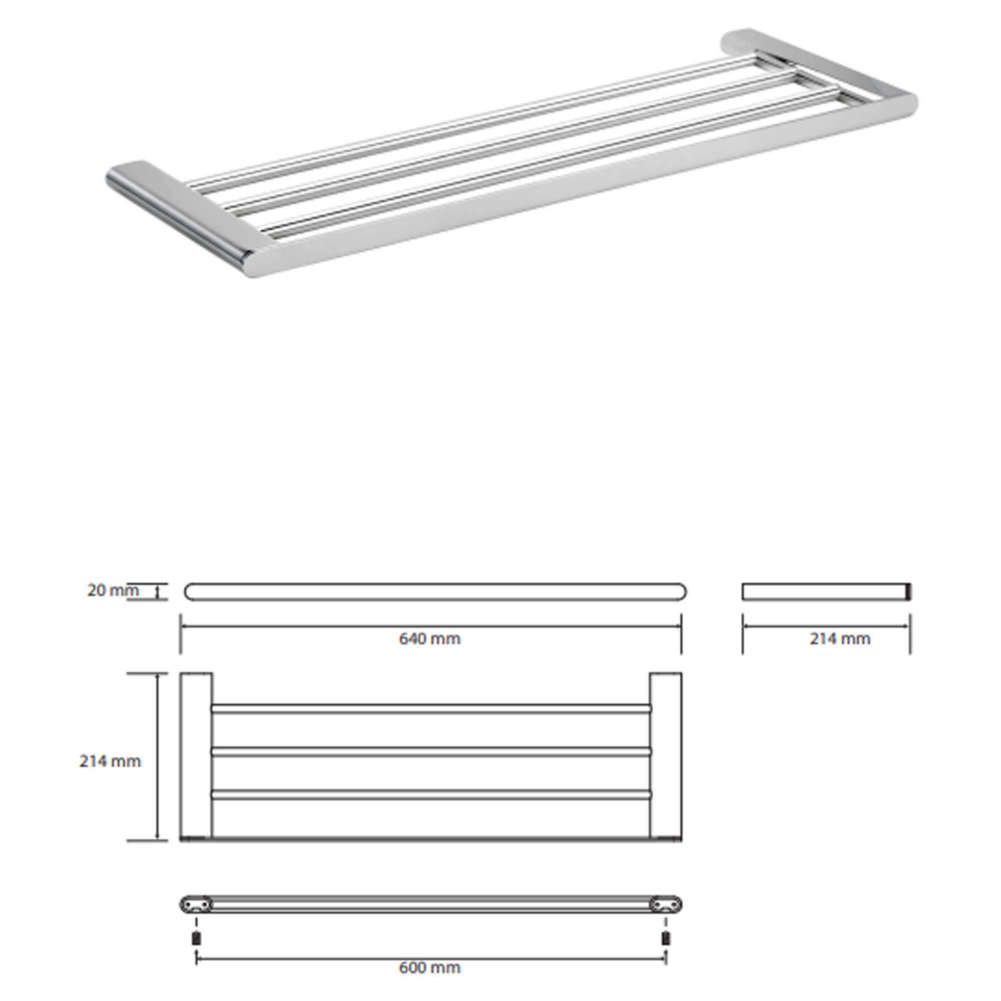 Handdukshängare Cendre Krom Blank 60 cm | Hill Ceramic®