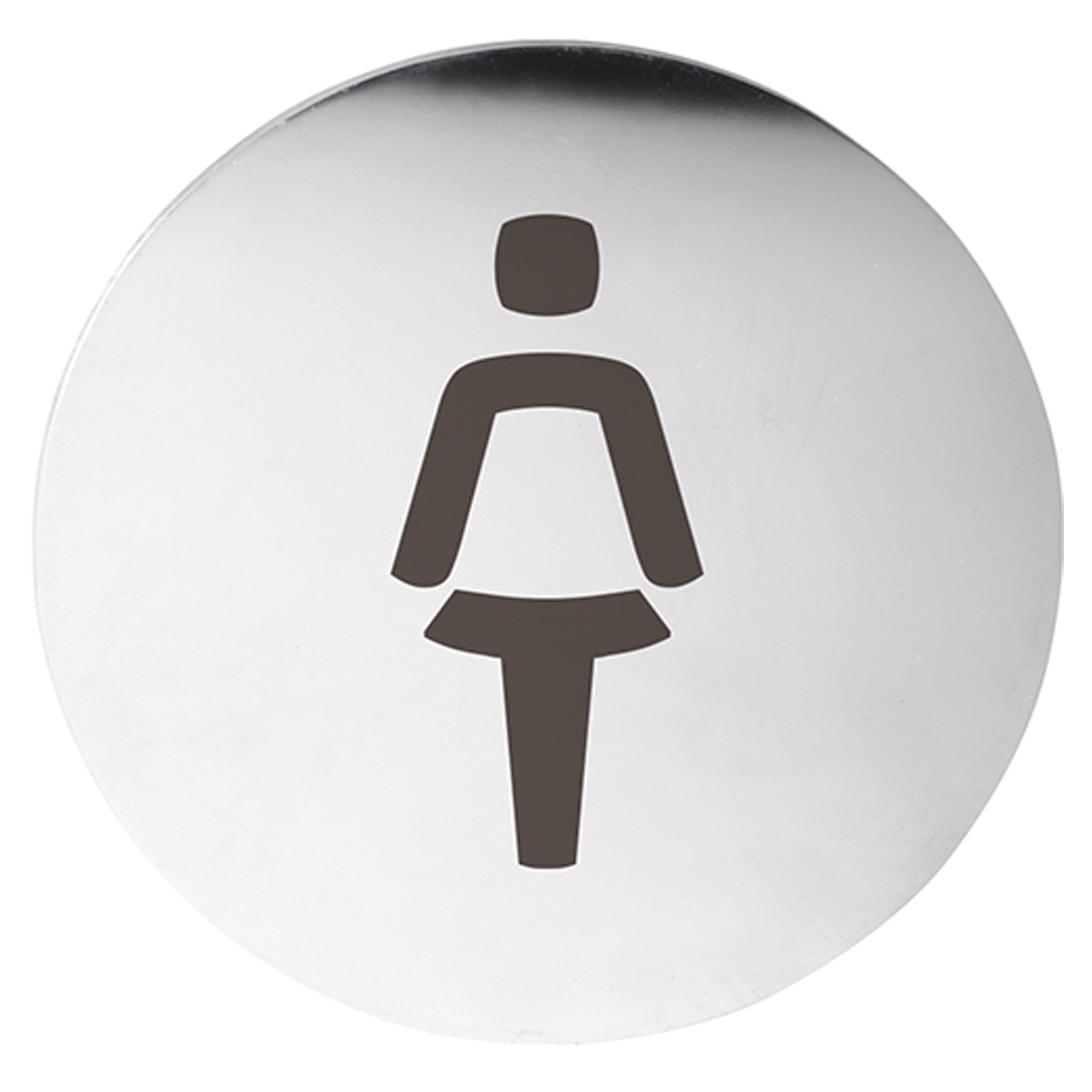 Damtoalett Piktogram 8x8 cm Krom Blank Rund | Hill Ceramic®