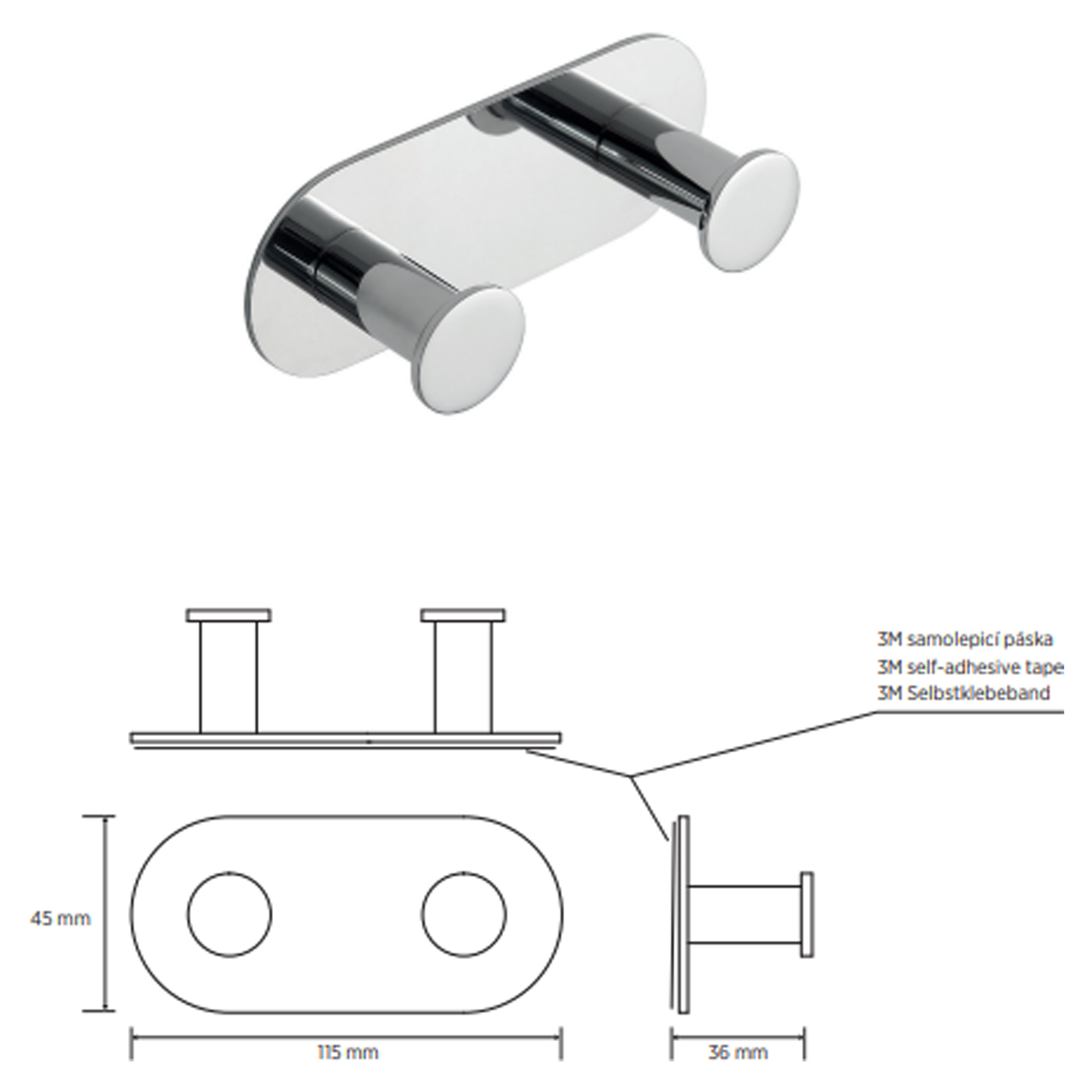 Kroklist med 2 Krokar Civio Krom Blank | Hill Ceramic®
