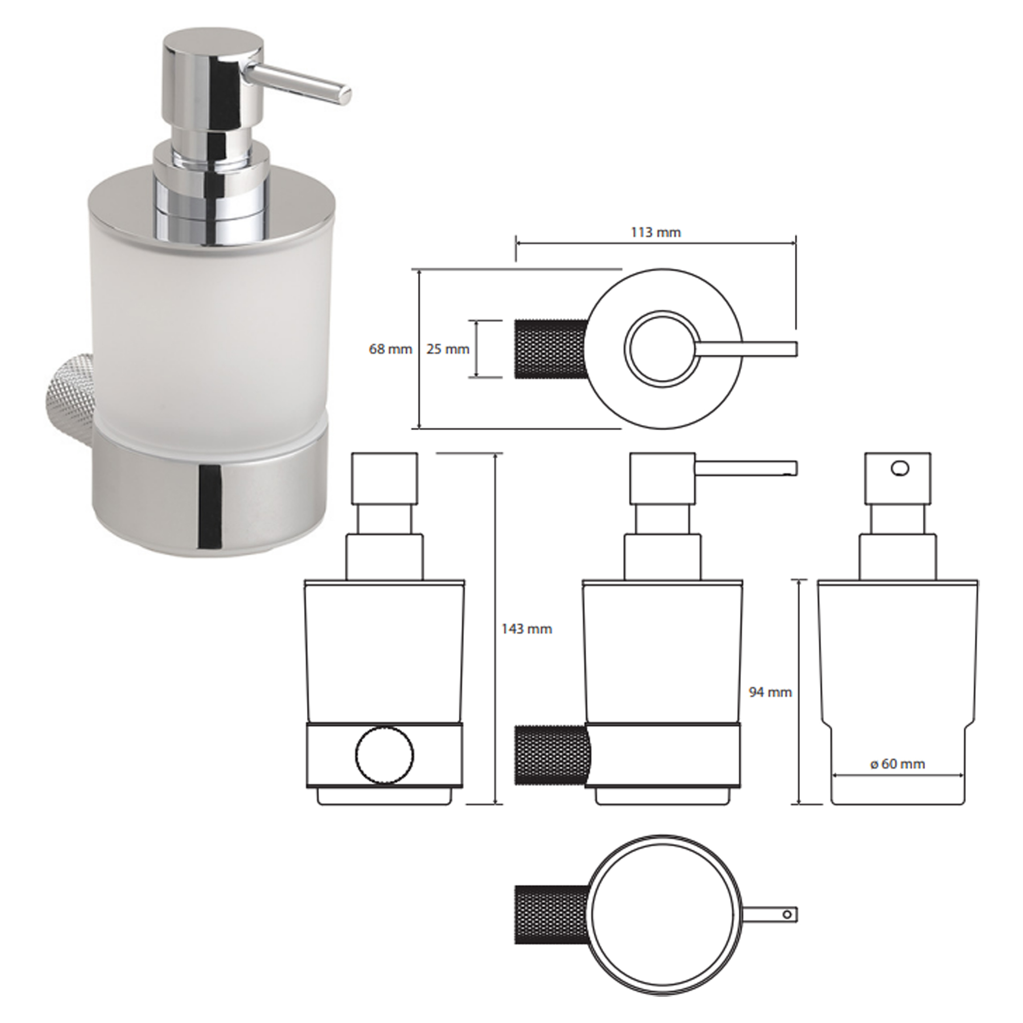 Tvålpump Charon Krom Blank | Hill Ceramic®