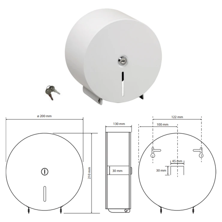 Toalettpappershållare Jumbo Vit Matt 20 cm | Hill Ceramic®
