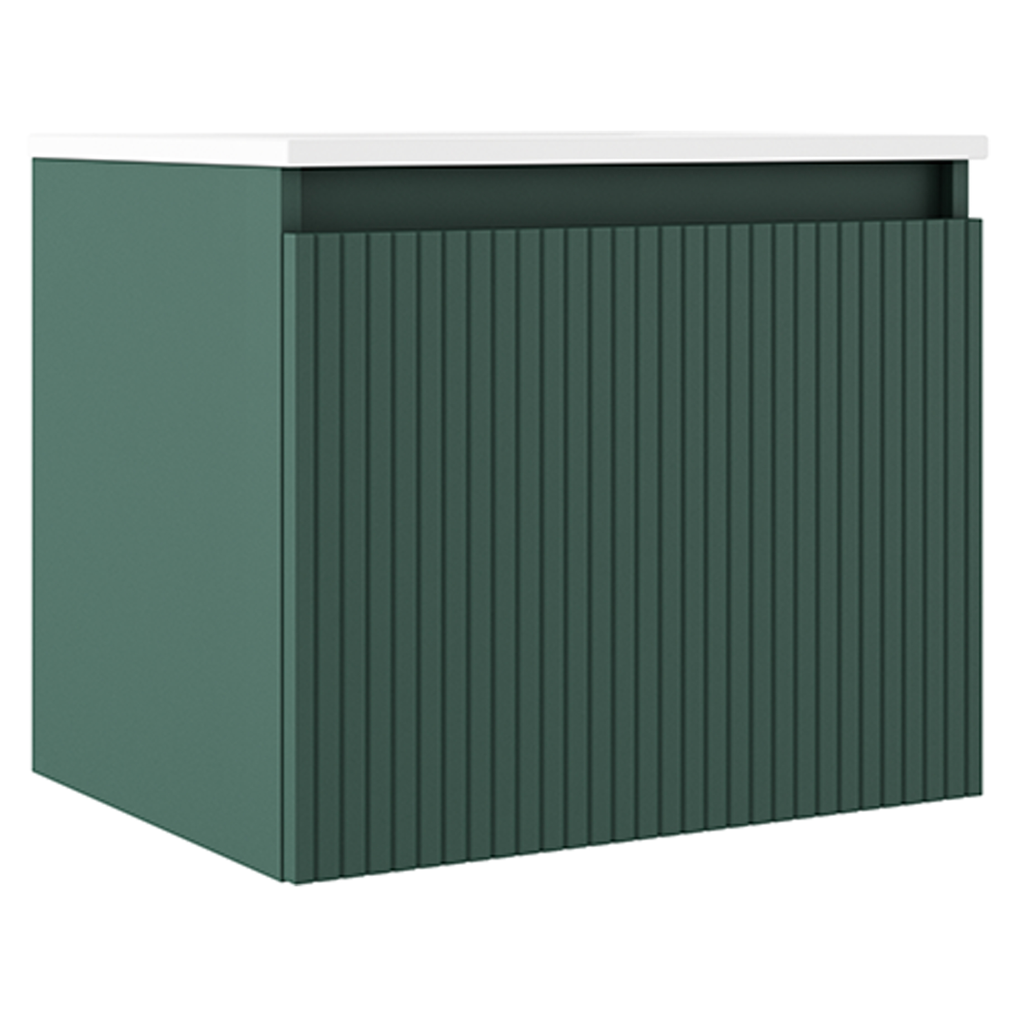Tvättställsskåp Picone Grön Matt 60 cm med Handfat Vit Blank